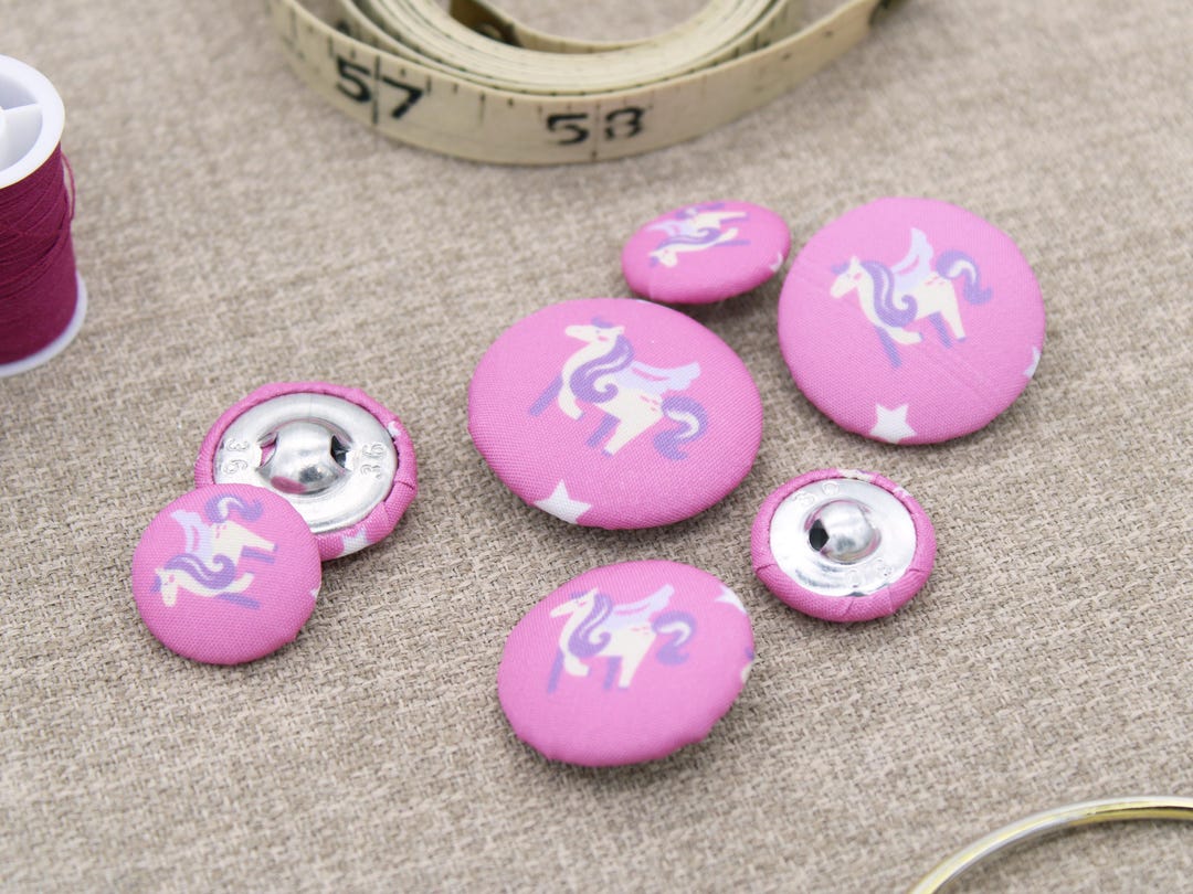 Pink Unicorn Buttons - Fantasy Buttons | Cute Unicorn | Magical Buttons | Fabric Covered Button ...