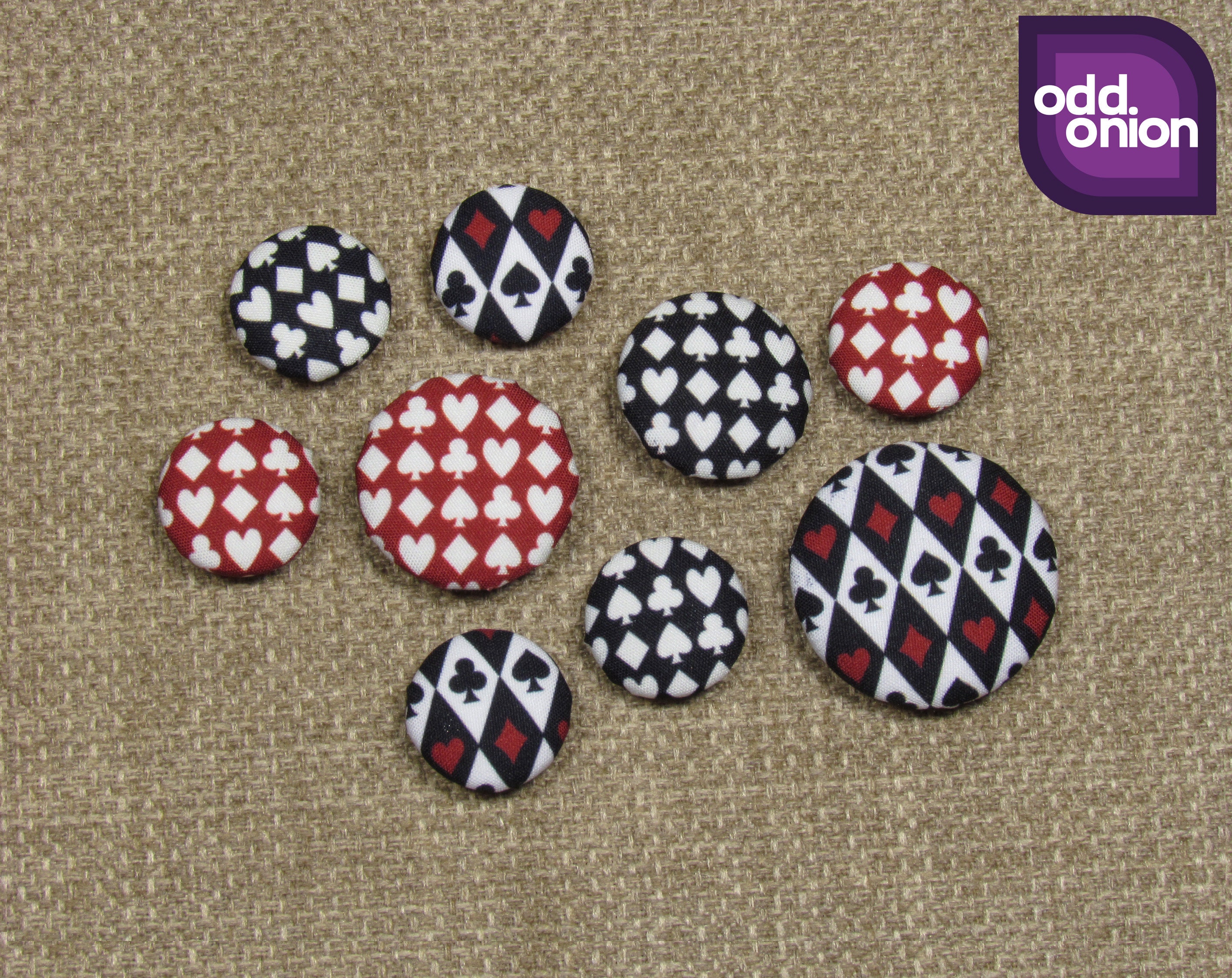 Playing Card Patterned Buttons Card Symbol Buttons Red and Black Button ...