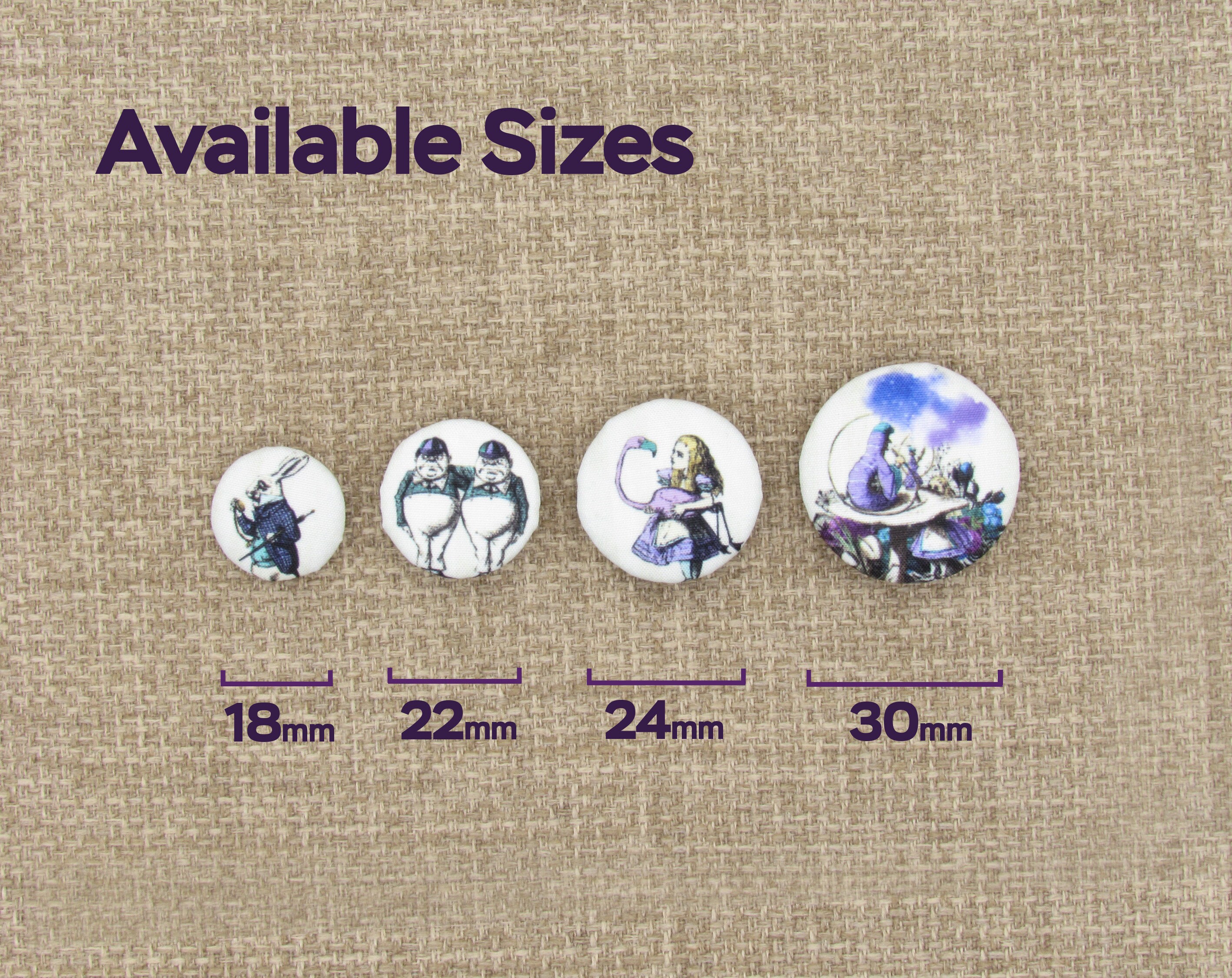 Purple and Teal Wonderland Buttons Colourful Wonderland Buttons Alice ...
