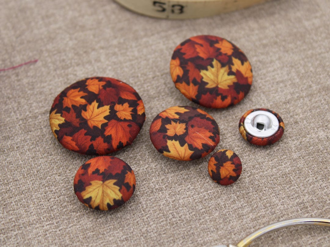 Autumn Leaves Buttons - Fall Pattern Buttons | Burnt Orange and Yellow ...