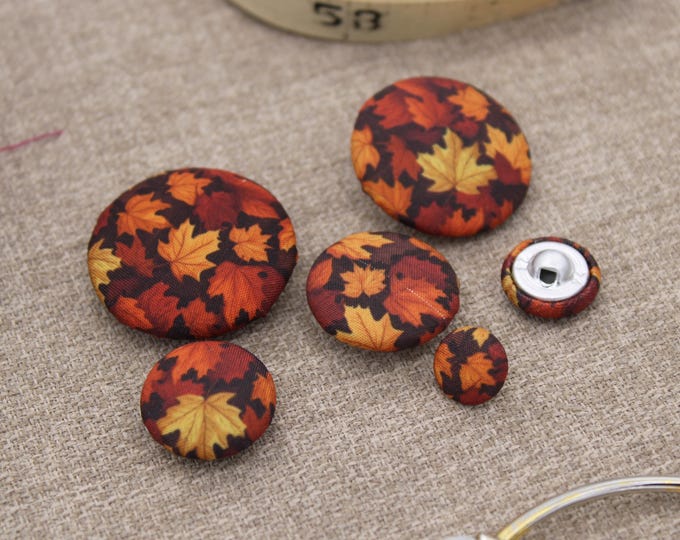 Autumn Leaves Buttons - Fall Pattern Buttons | Burnt Orange and Yellow ...