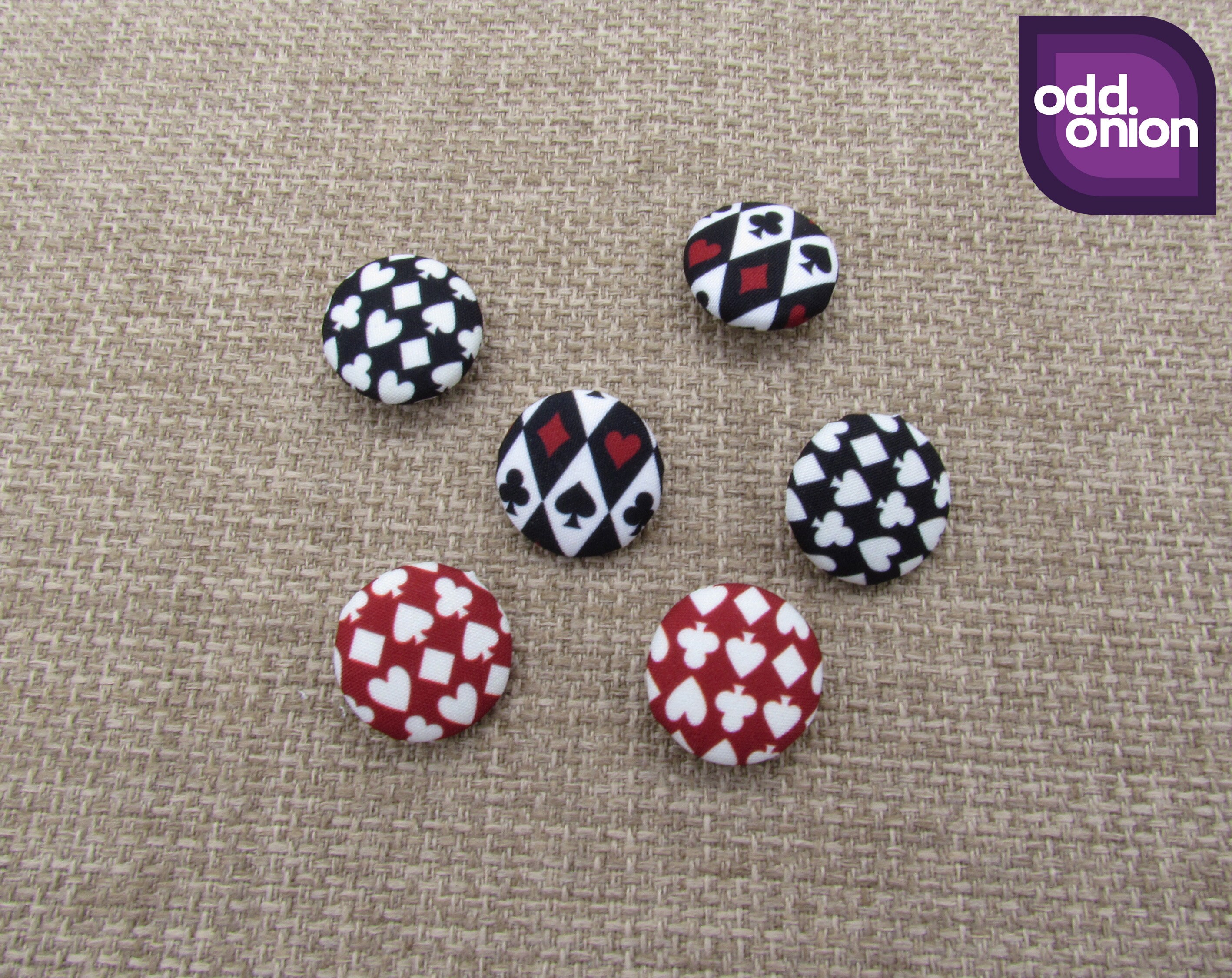Playing Card Patterned Buttons Card Symbol Buttons Red and Black Button ...