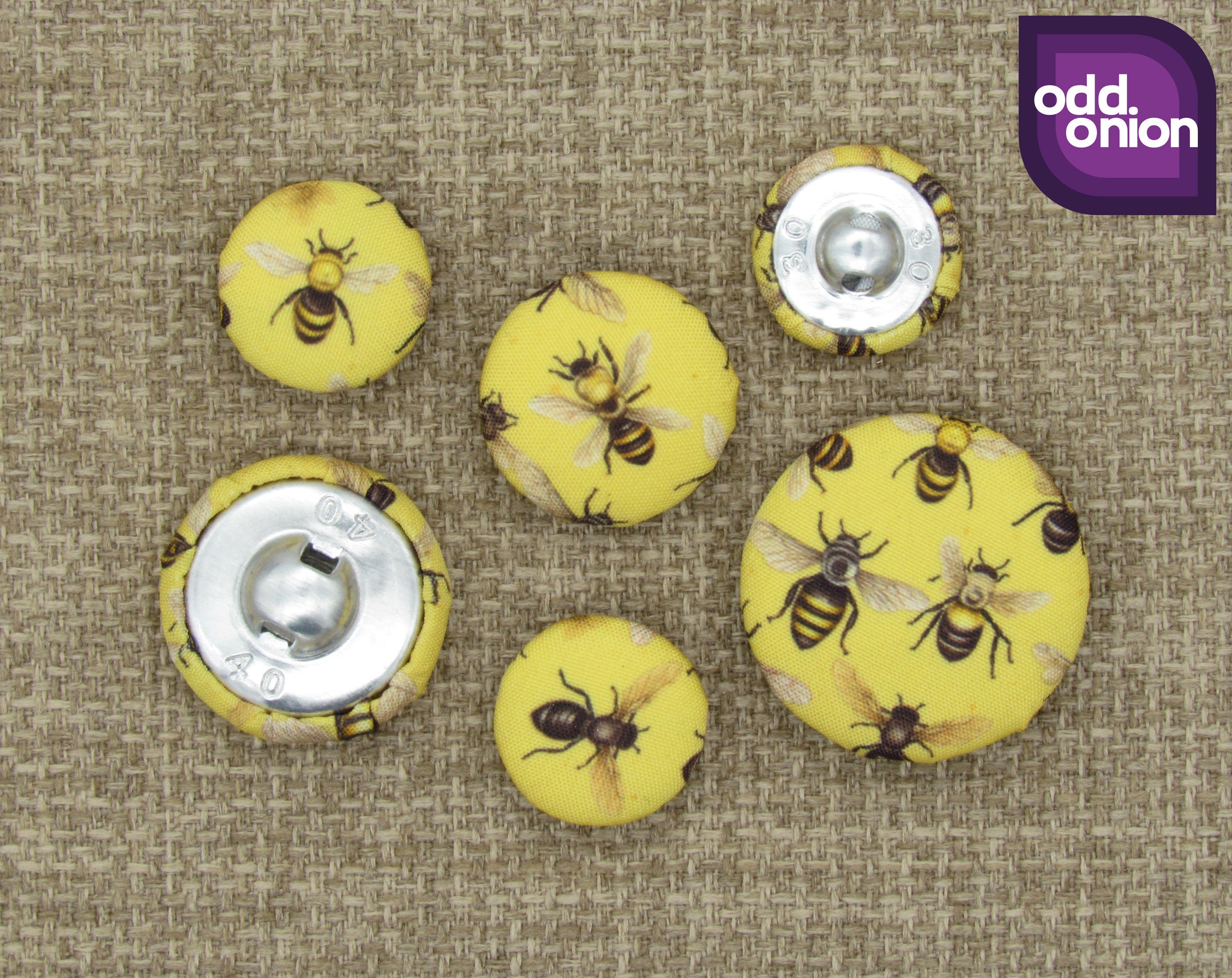 Yellow Bee Patterned Buttons Buzzy Bee Buttons Insect Button Fabric ...