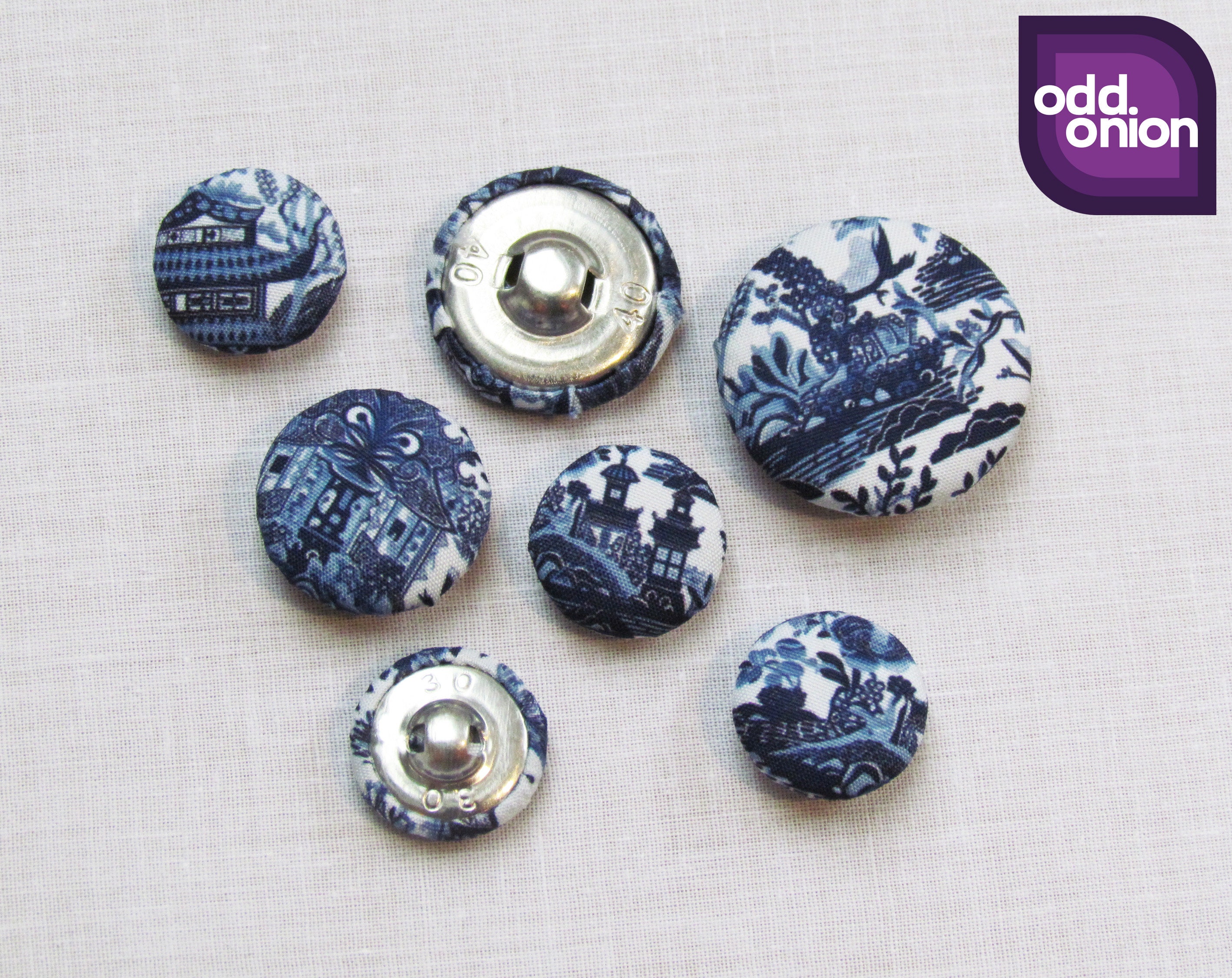 Willow Patterned Buttons Blue and White Willow Fabric Button Fine China ...