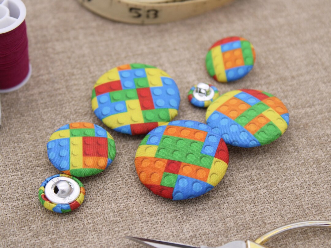 Building Block Patterned Buttons - Colourful Brick Buttons | Button for ...