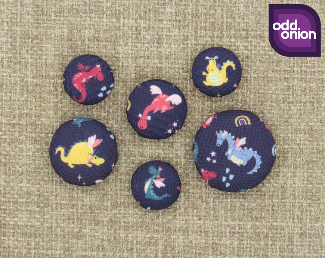 Magical Dragon Buttons Fantasy Cartoon Dragon Buttons Navy Fantasy ...