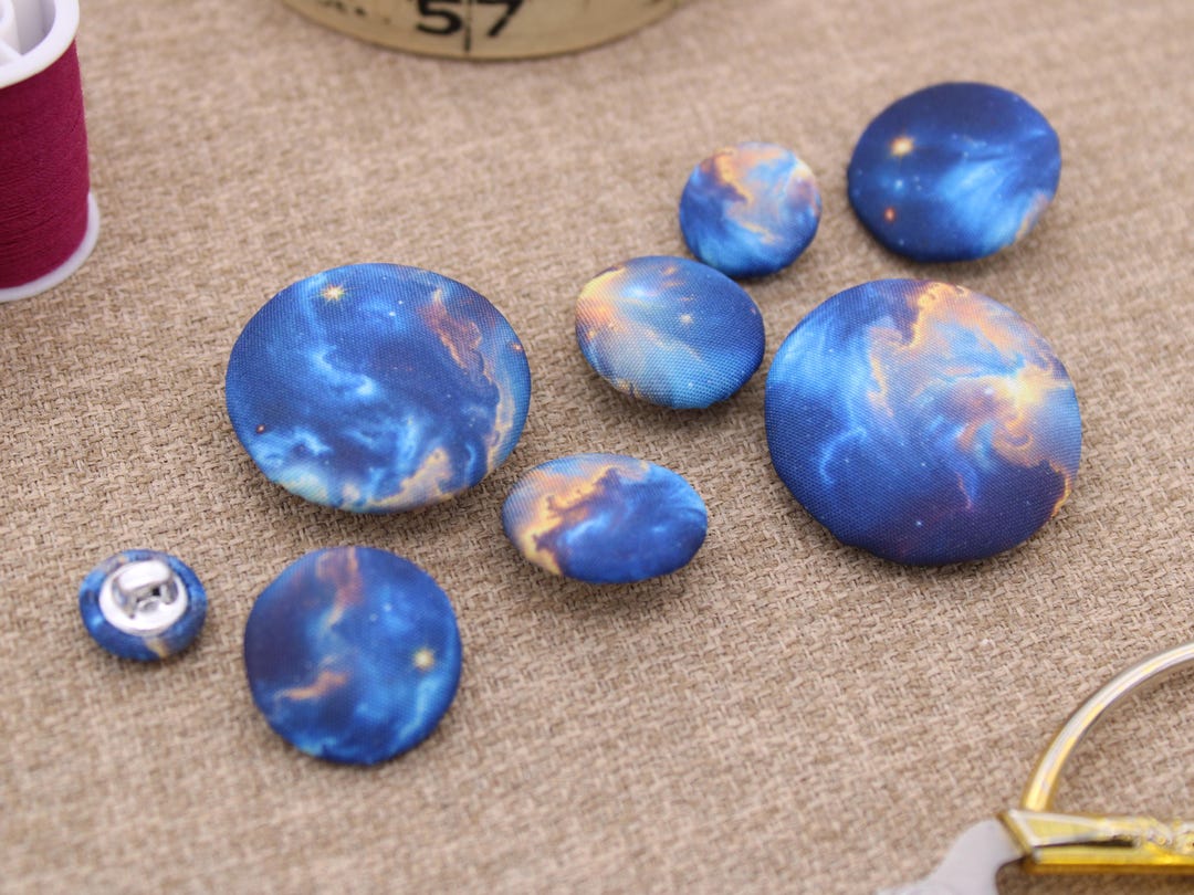 Cosmic Galaxy Fabric Buttons - Outer Space Nebula Buttons | Blue Starry ...
