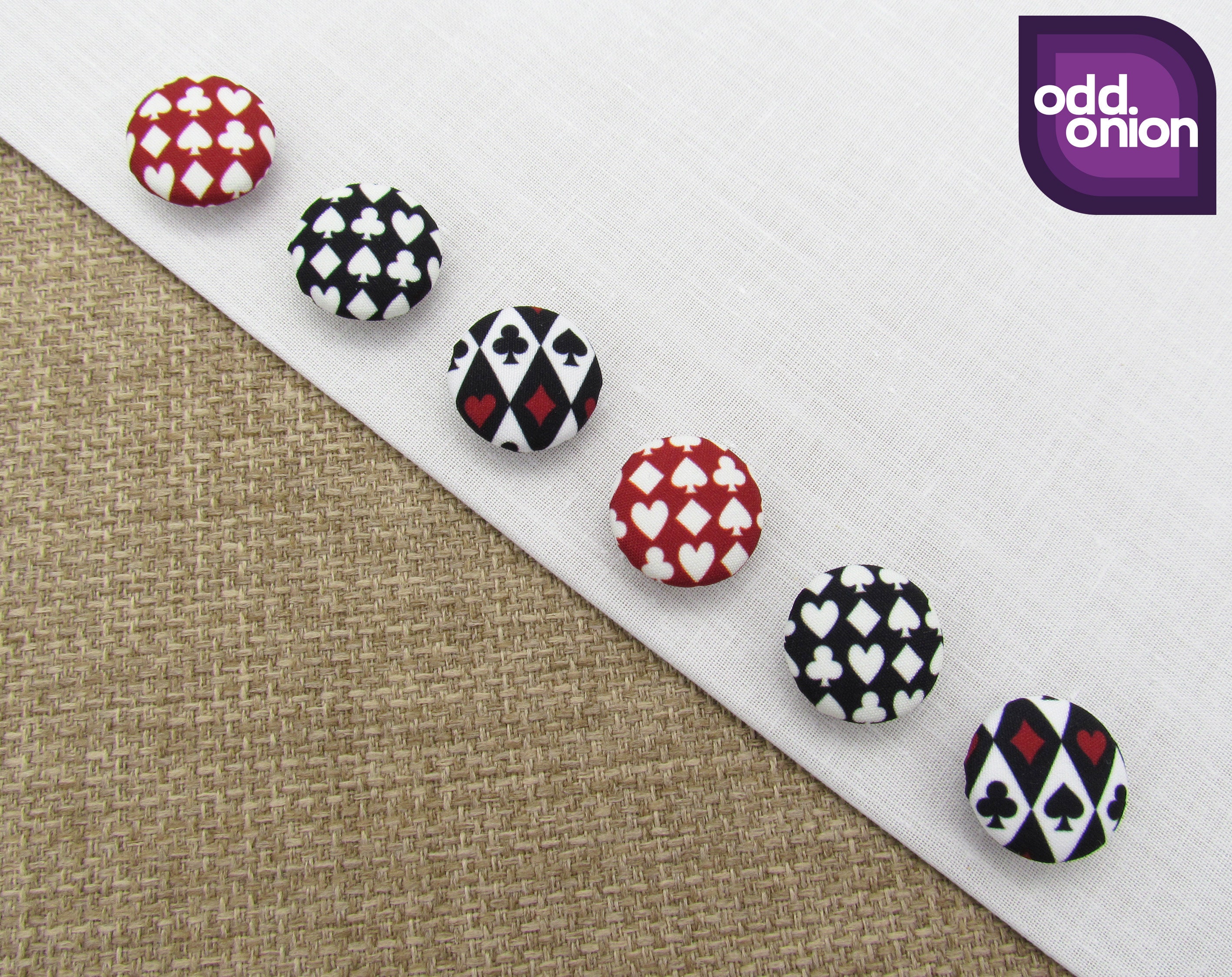 Playing Card Patterned Buttons Card Symbol Buttons Red and Black Button ...