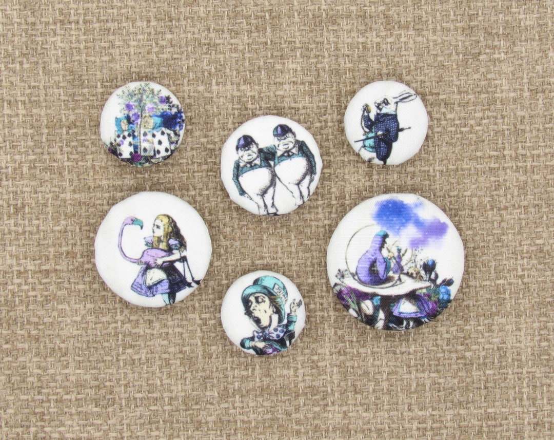 Purple and Teal Wonderland Buttons Colourful Wonderland Buttons Alice ...