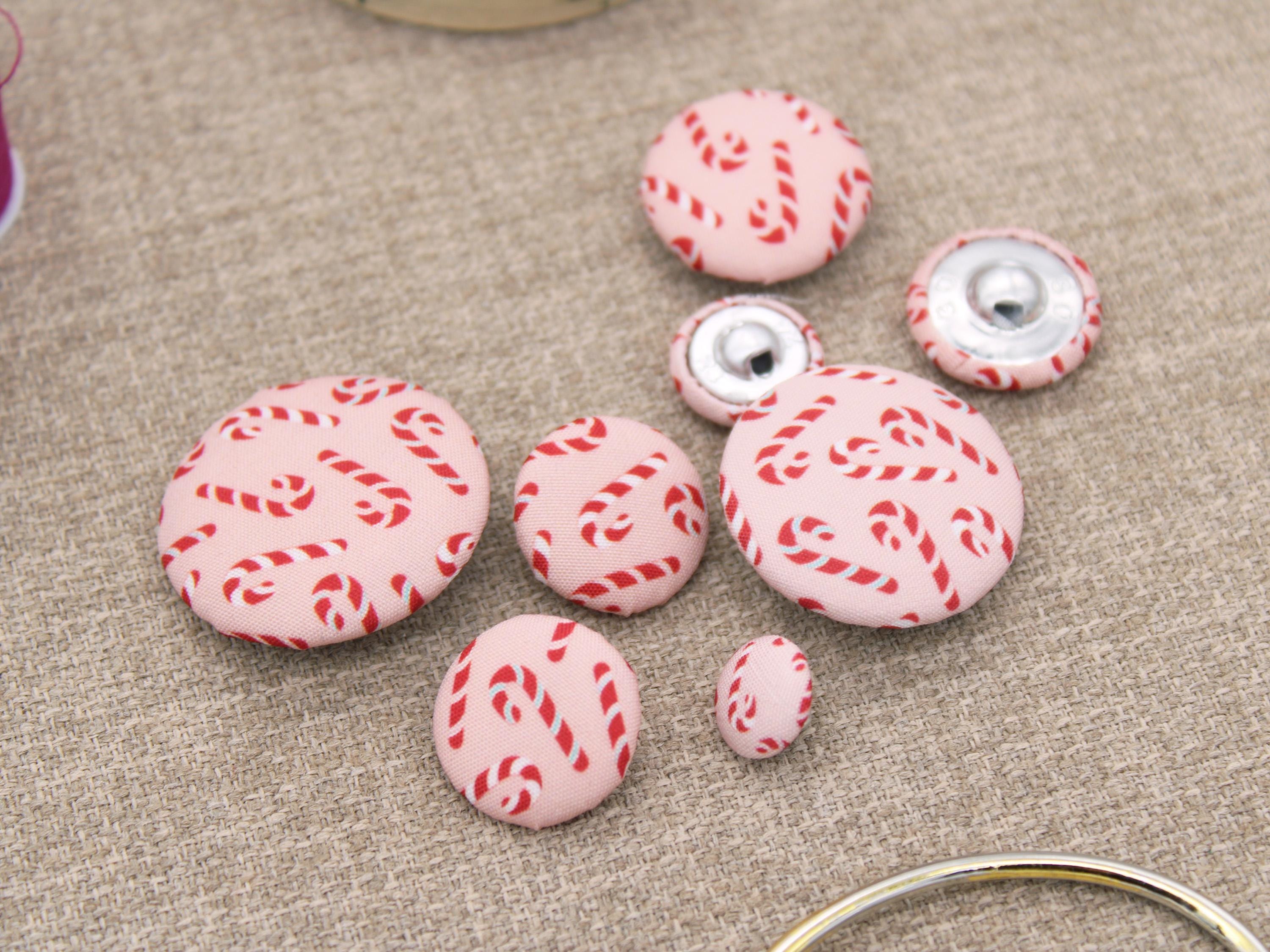 Pink and Red Candy Cane Buttons Christmas Fabric Buttons Buttons for ...