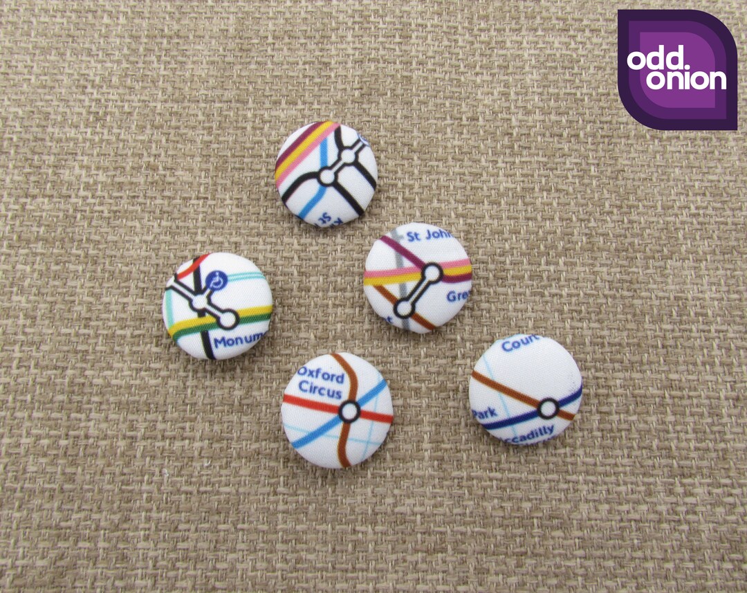 Tube Line Map Buttons London Tube Pattern Fabric Buttons Buttons for ...