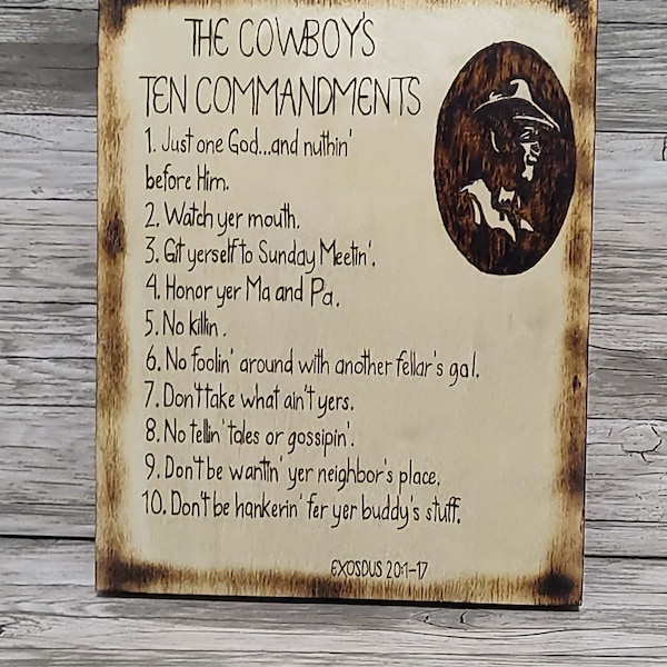 Cowboy Ten Commandments - Etsy