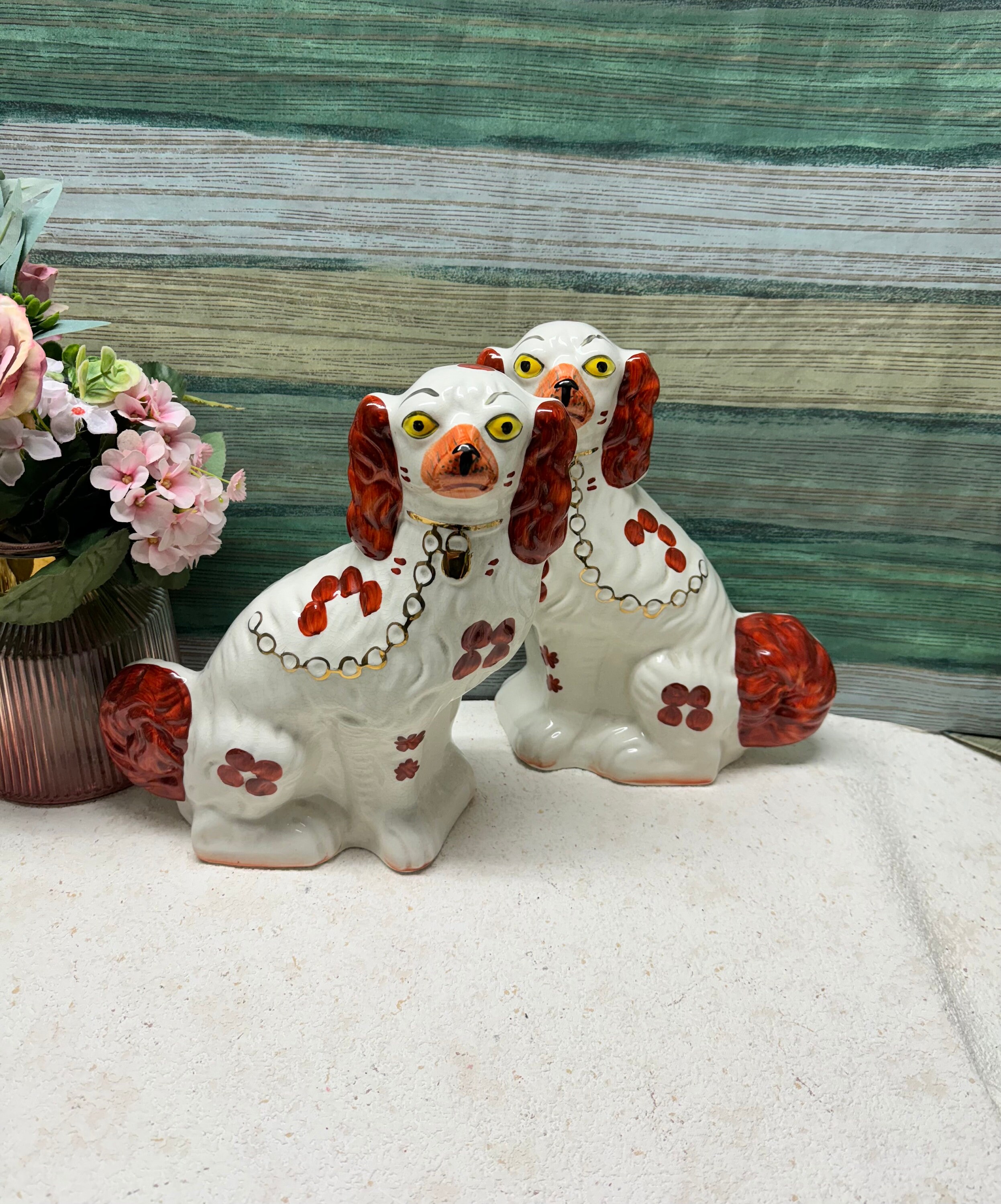 Superb Vintage Pair of Dogs Arthur Wood Red and White Staffordshire ...