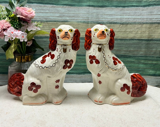 Superb Vintage Pair of Dogs Arthur Wood Red and White Staffordshire ...