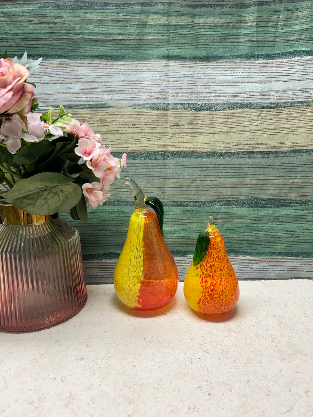 Mid Century Set of Glass Fruits .hand Blown Sculptures. Made at Kosta ...