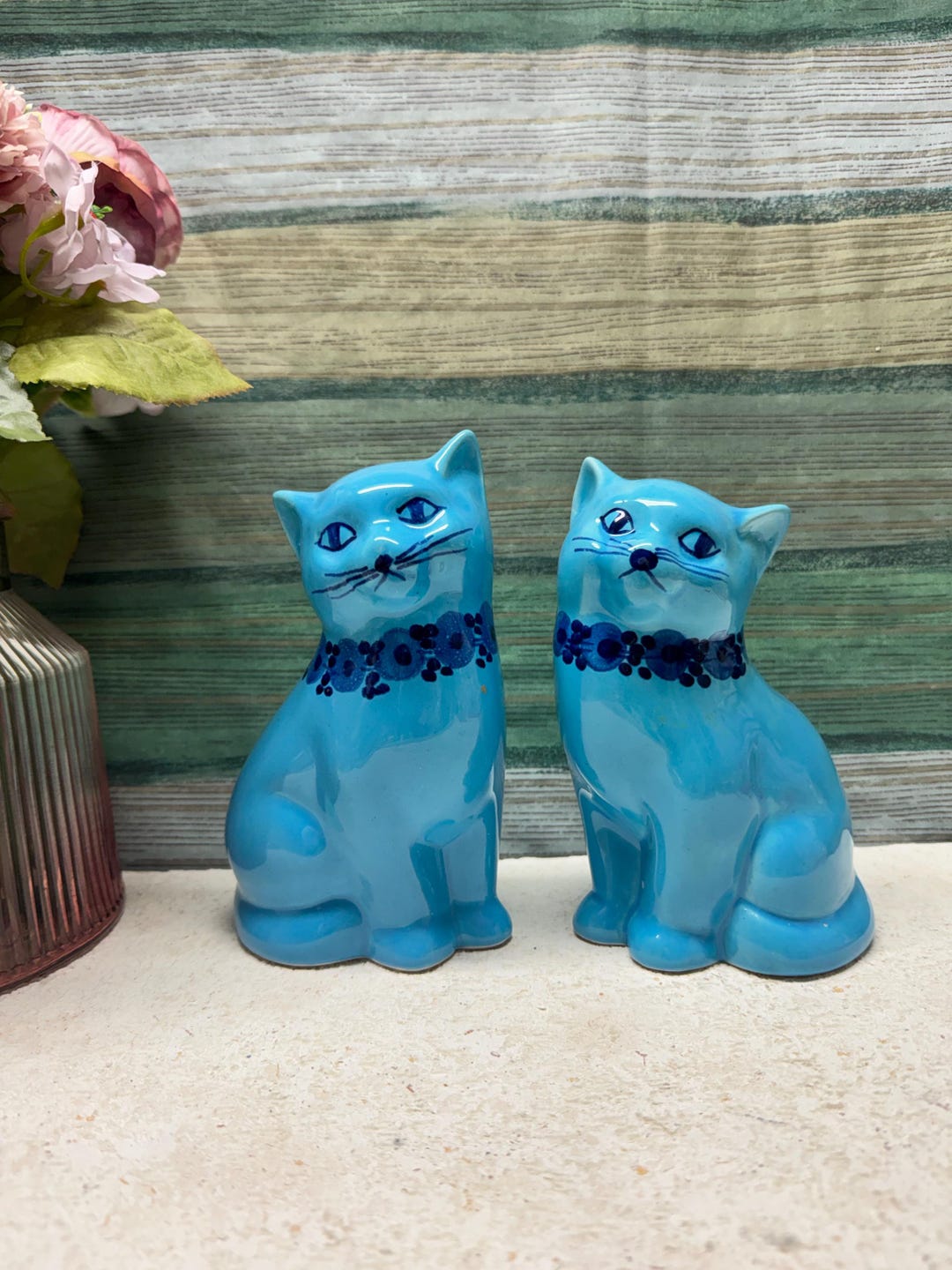Vintage Guldkroken Hjo Blue Ceramic Cats Figurines: Scandinavian ...
