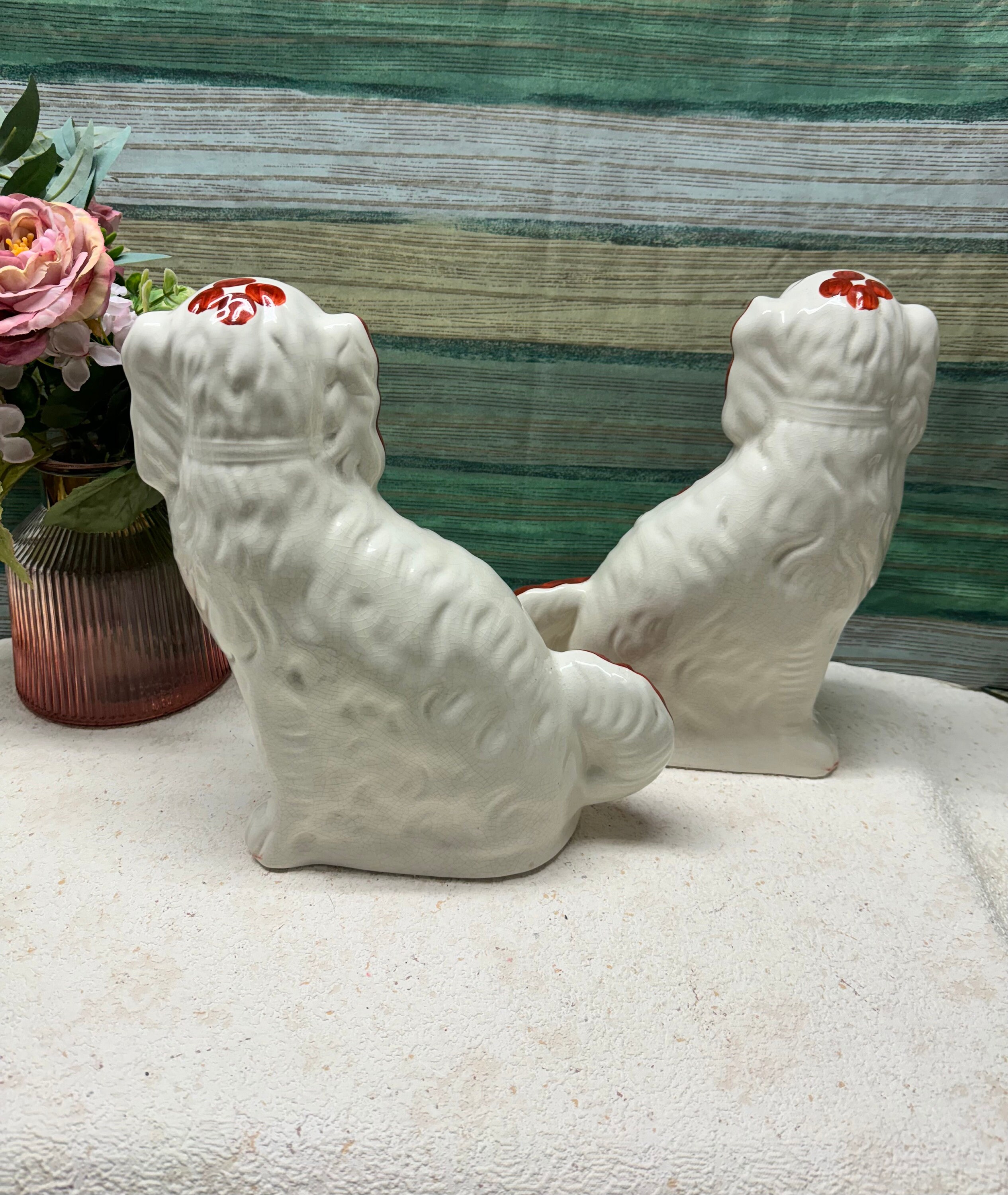 Superb Vintage Pair of Dogs Arthur Wood Red and White Staffordshire ...