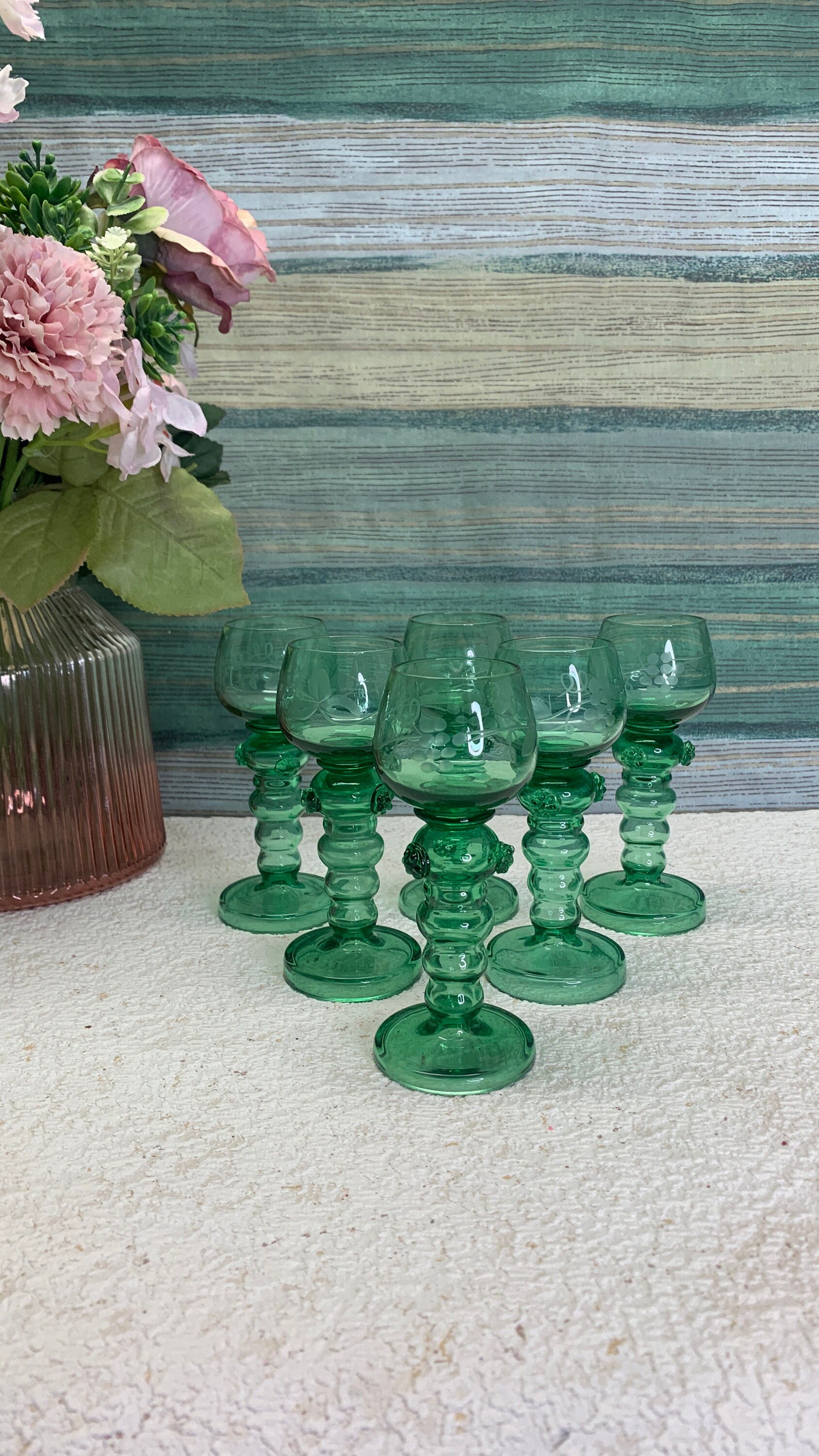 Vintage ROEMER Green Glass Liquor Glasses SET 6 - Etsy