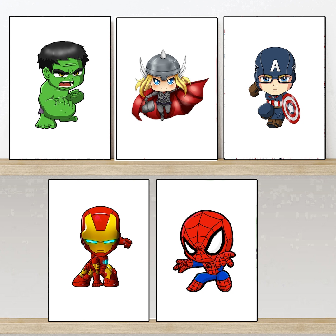 Marvel Superheroes Baby Cartoon Characters Blank Background Single and ...