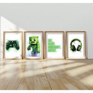 Xbox X Minecraft Neon Green Art Set of 4 Prints Sizes 5x7, A4, A3 - Etsy