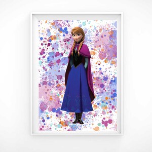 Frozen Anna and Elsa Paint Splash Set of 3 Prints, Colour Splash Art ...