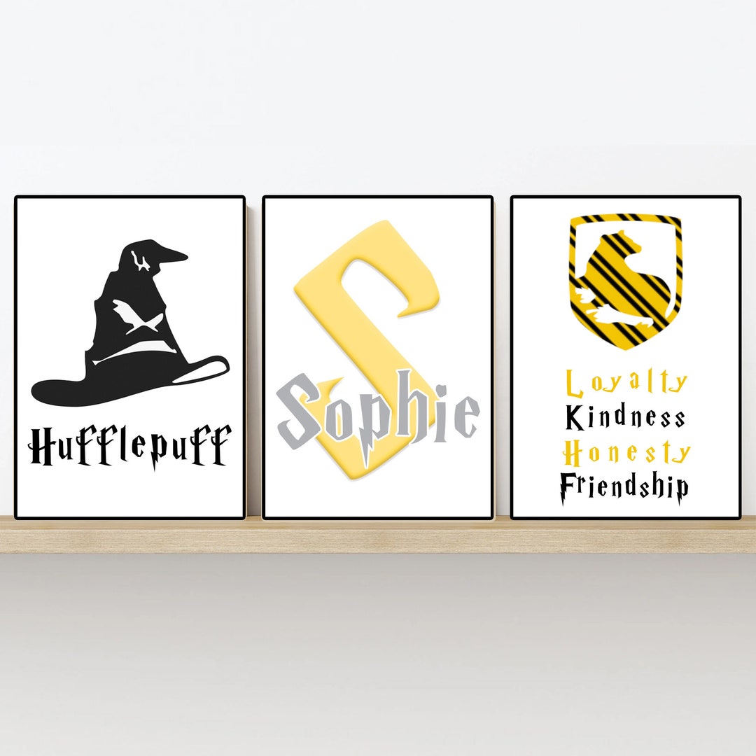 Harry Potter Hogwarts Sorting Hat of Houses Set of 3 Prints Gryffindor, Slytherin, Hufflepuff ...