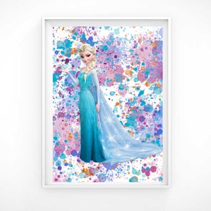 Frozen Anna and Elsa Paint Splash Set of 3 Prints, Colour Splash Art ...