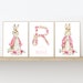 Peter Rabbit Pink Floral Set of 3 Nursery Prints, Customisable Name ...