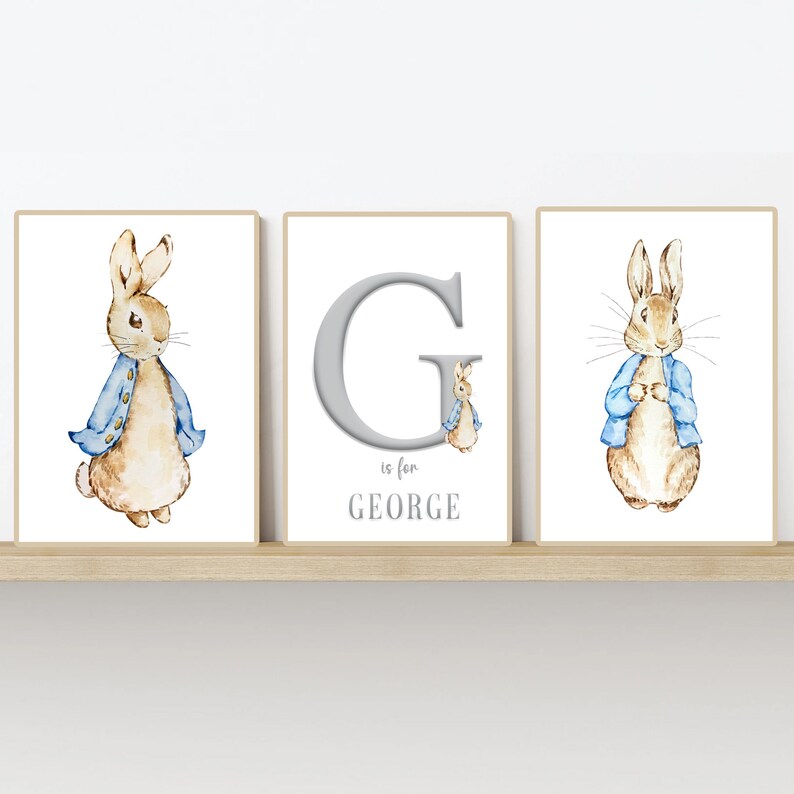 Peter Rabbit Set of 3 Nursery Prints Custom Name Print - Etsy