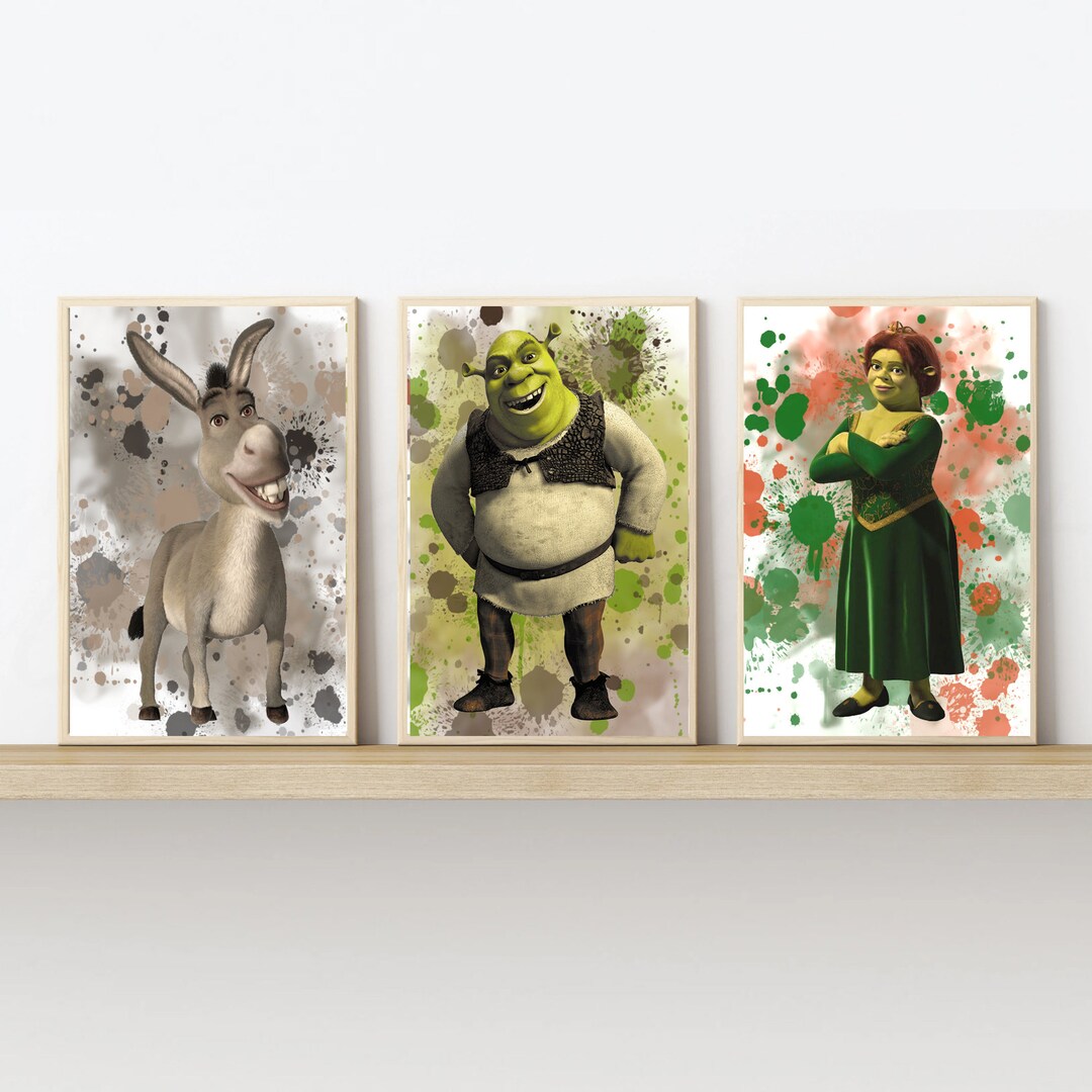 Shrek Printable Art Colour Splash Set of Prints, Prints for Framing in ...