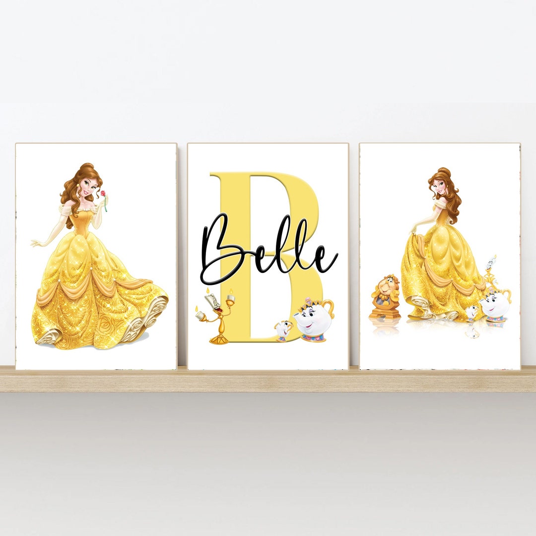 Beauty and the Beast Belle Set of 3 Prints With Customisable Name, in ...