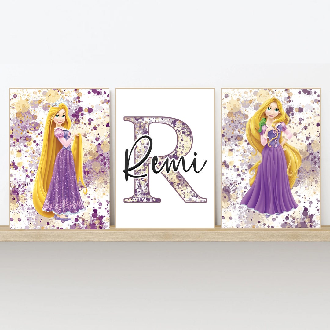 Tangled Themed Rapunzel Set of 3 Prints, Colour Splash Art Printed and ...