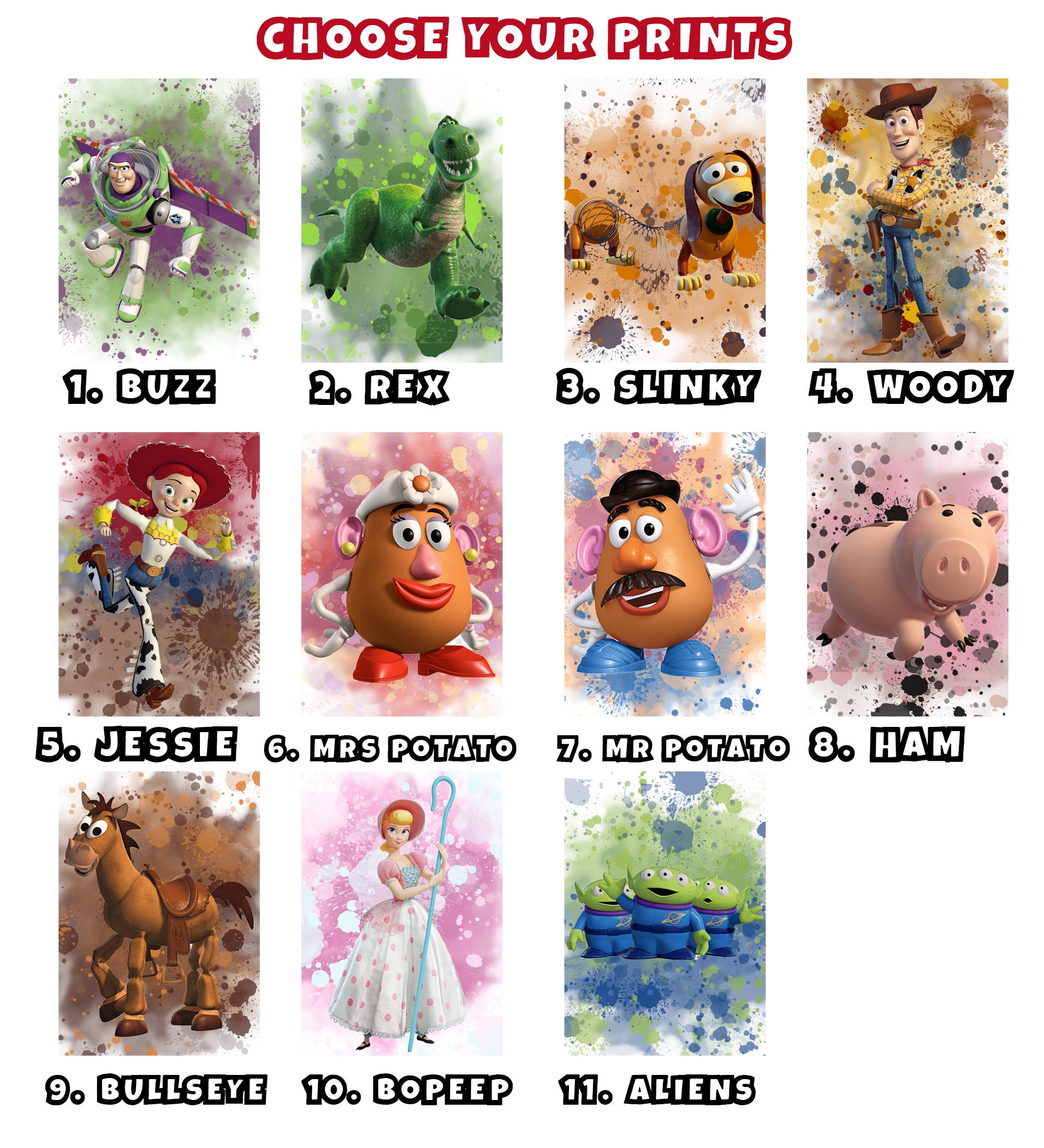 Disney's Toy Story Paint Splash Prints With Customisable - Etsy UK