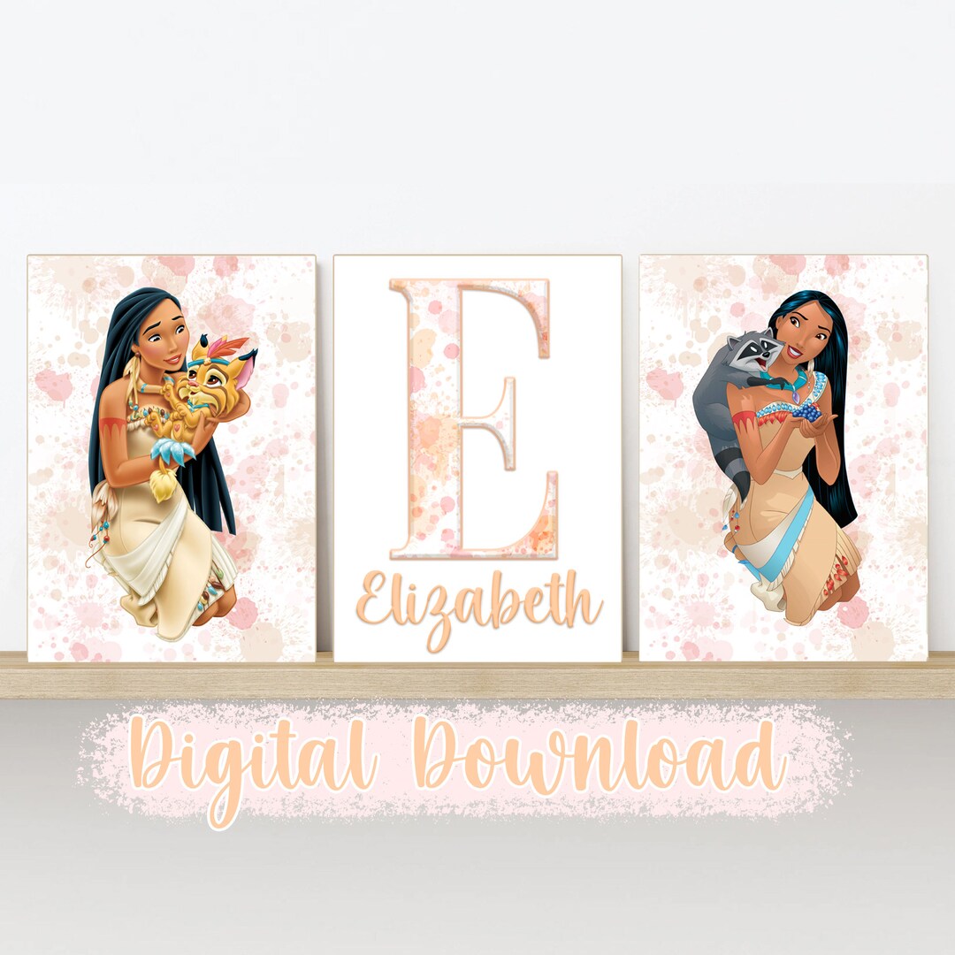Pocahontas Digital Download Princess SET OF 3 Paint Splash Prints ...