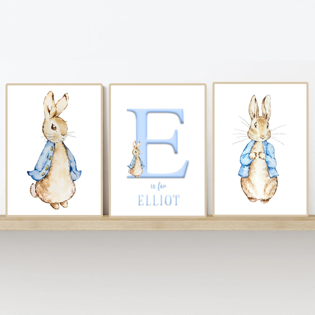 Peter Rabbit Set of 3 Nursery Prints, Custom Name Print Printed and ...