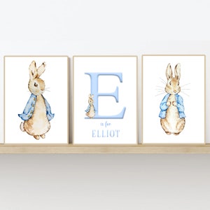 Peter Rabbit Set of 3 Nursery Prints, Custom Name Print Printed and ...