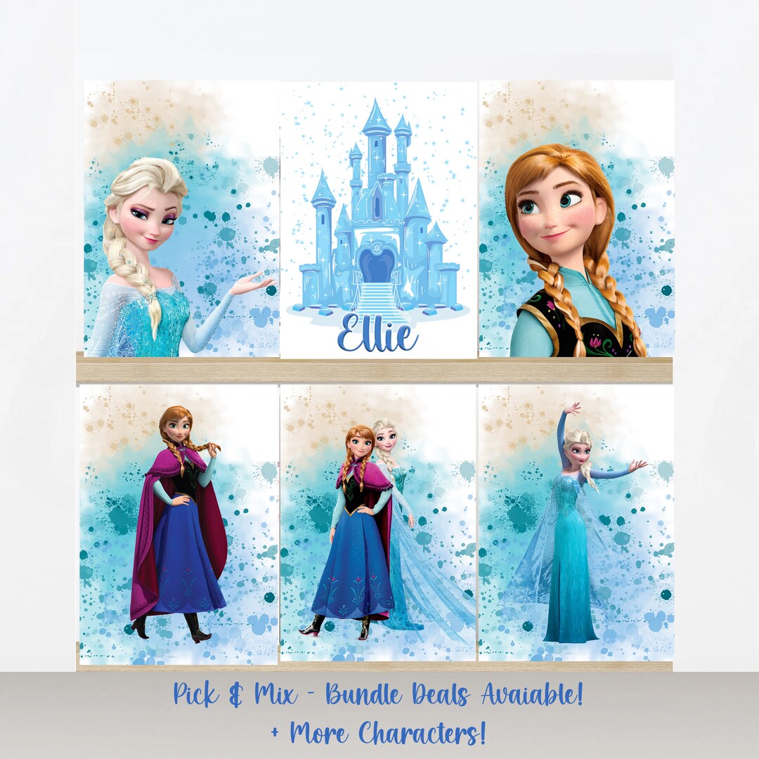 Frozen Anna and Elsa Paint Blue Ice Watercolour Prints Bundles ...