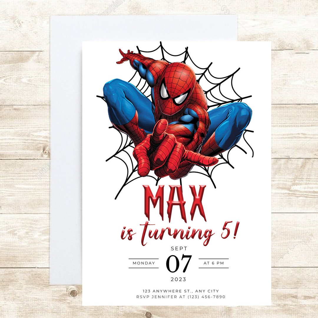 Personalised Spider Man Children's Party Invitations Customise Your ...