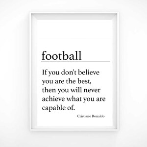 Football Line Art With Ronaldo Inspirational Quote Set of 3 Prints in ...