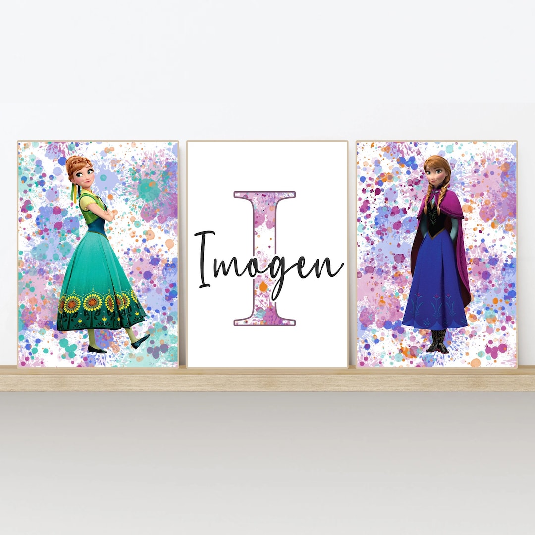 Frozen Anna Paint Splash Set of 3 Prints, Colour Splash Art Printed and ...