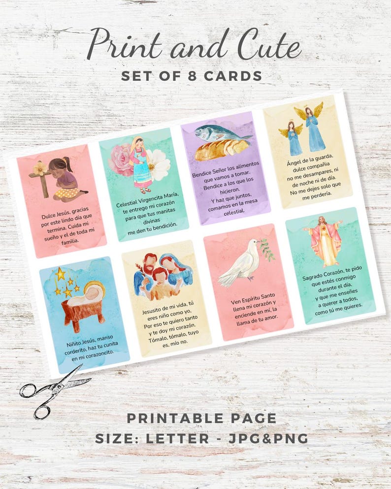 Tarjetas de oración para niños, oraciones católicas, oraciones para ...