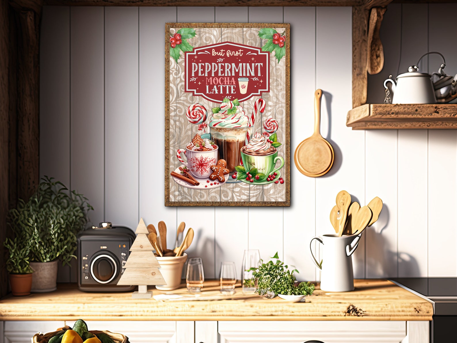 Christmas Coffee Bar Sign, Peppermint Mocha Latte, Coffee Lover ...