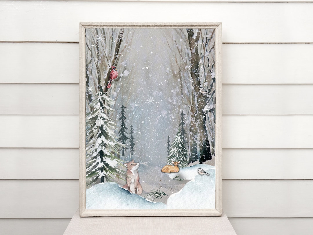Winter Scene Printable Wall Art, Winter Wonderland, Snowy Forest ...