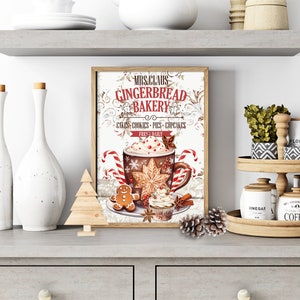 Christmas Gingerbread Print, Vintage Christmas Wall Art, Digital ...