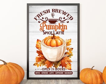 Fall Coffee Bar Sign Vintage Coffee Sign DIGITAL DOWNLOAD Coffee Lover ...