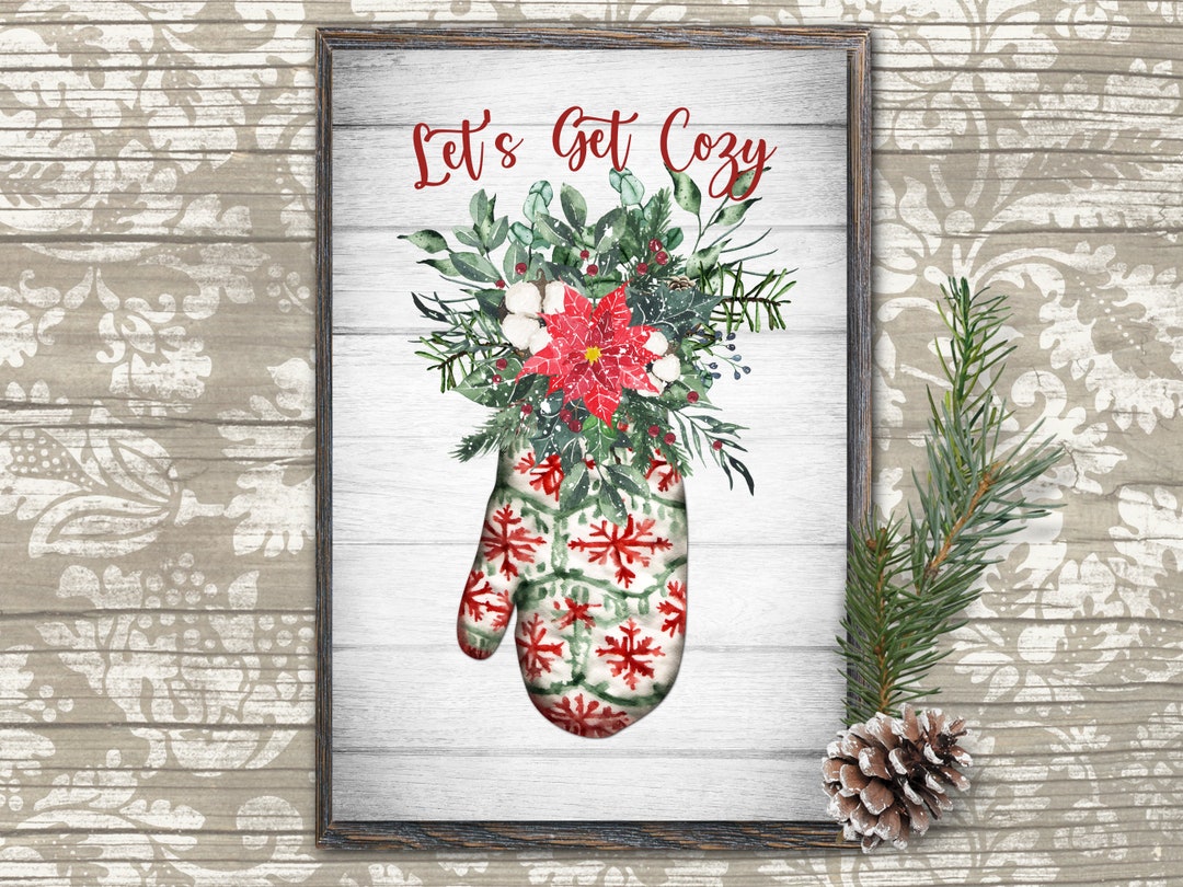 Rustic Christmas Wall Art, Winter Mitten, Farmhouse Christmas Decor ...