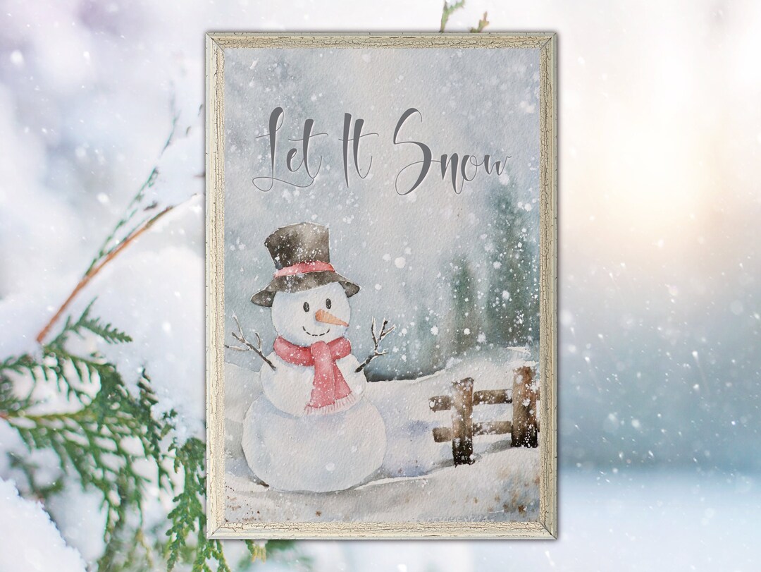 Cute Snowman Printable, Let It Snow, Snowman Wall Art, Winter Print ...