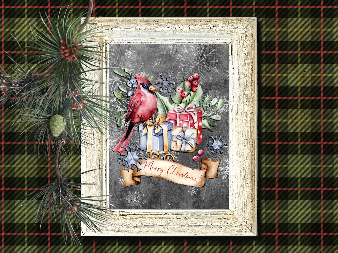 Red Cardinal, Christmas Cardinal, Digital Download, Christmas Printable ...