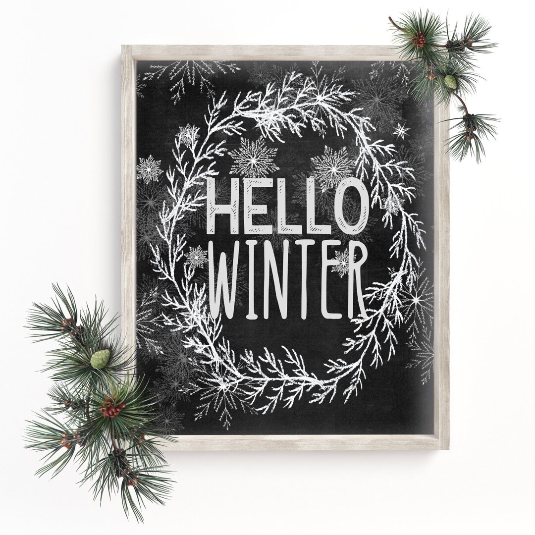 HELLO WINTER, Digital Download, Christmas Print, Printable Art ...