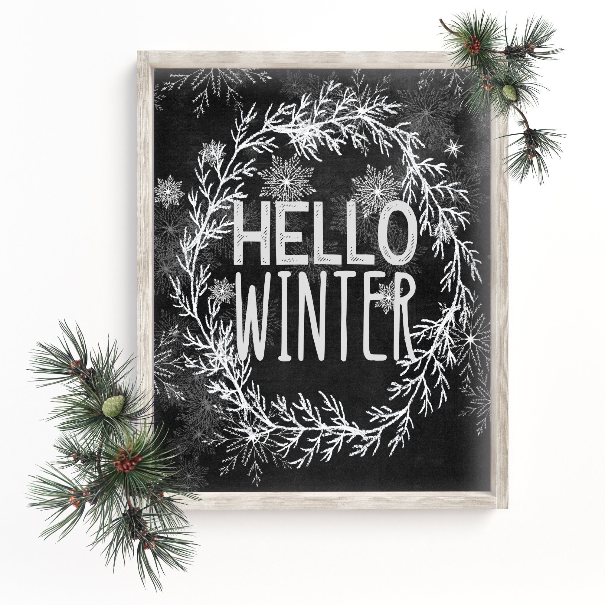 HELLO WINTER, Digital Download, Christmas Print, Printable Art ...